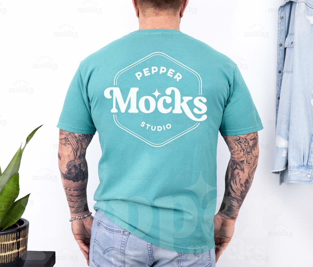 Comfort Colors C1717 Seafoam Back View Tshirt Mockup | 1717 Mens Green ...