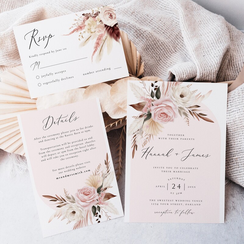 Blush Wedding Invite - Etsy