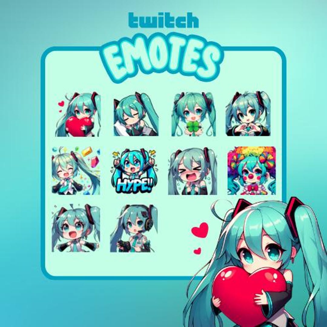 Twitch Emotes | Hatsune Miku | 10 Cute Emotes! (digital Download) - Etsy