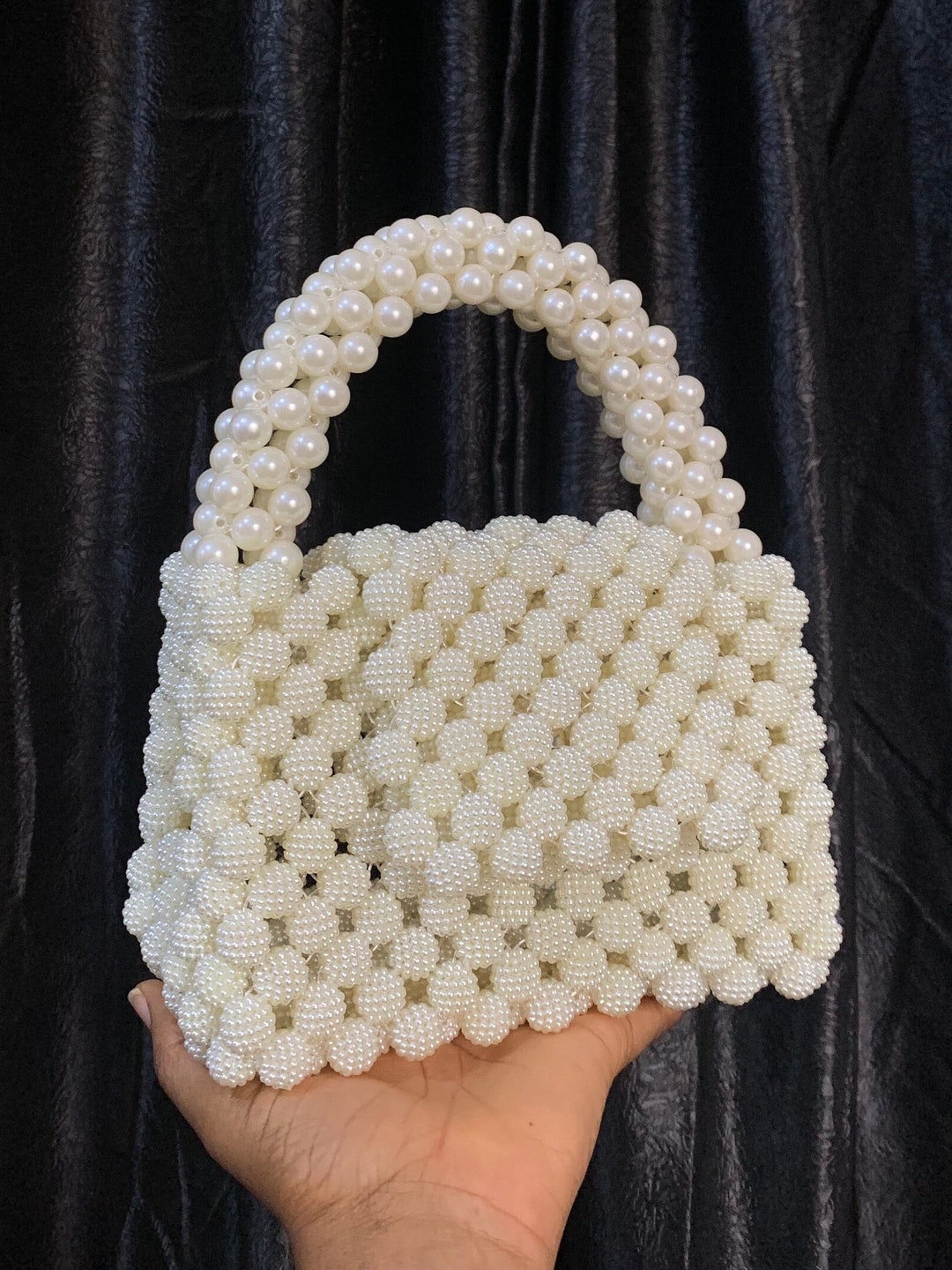 Luxury Beaded Handbag With Top Handle, Elegant Beaded Handbag, Handmade Beaded Handbag, Occasion ...