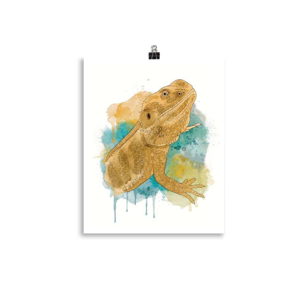 Bearded Dragon Watercolor Poster Print on Demand Through Printful - Etsy