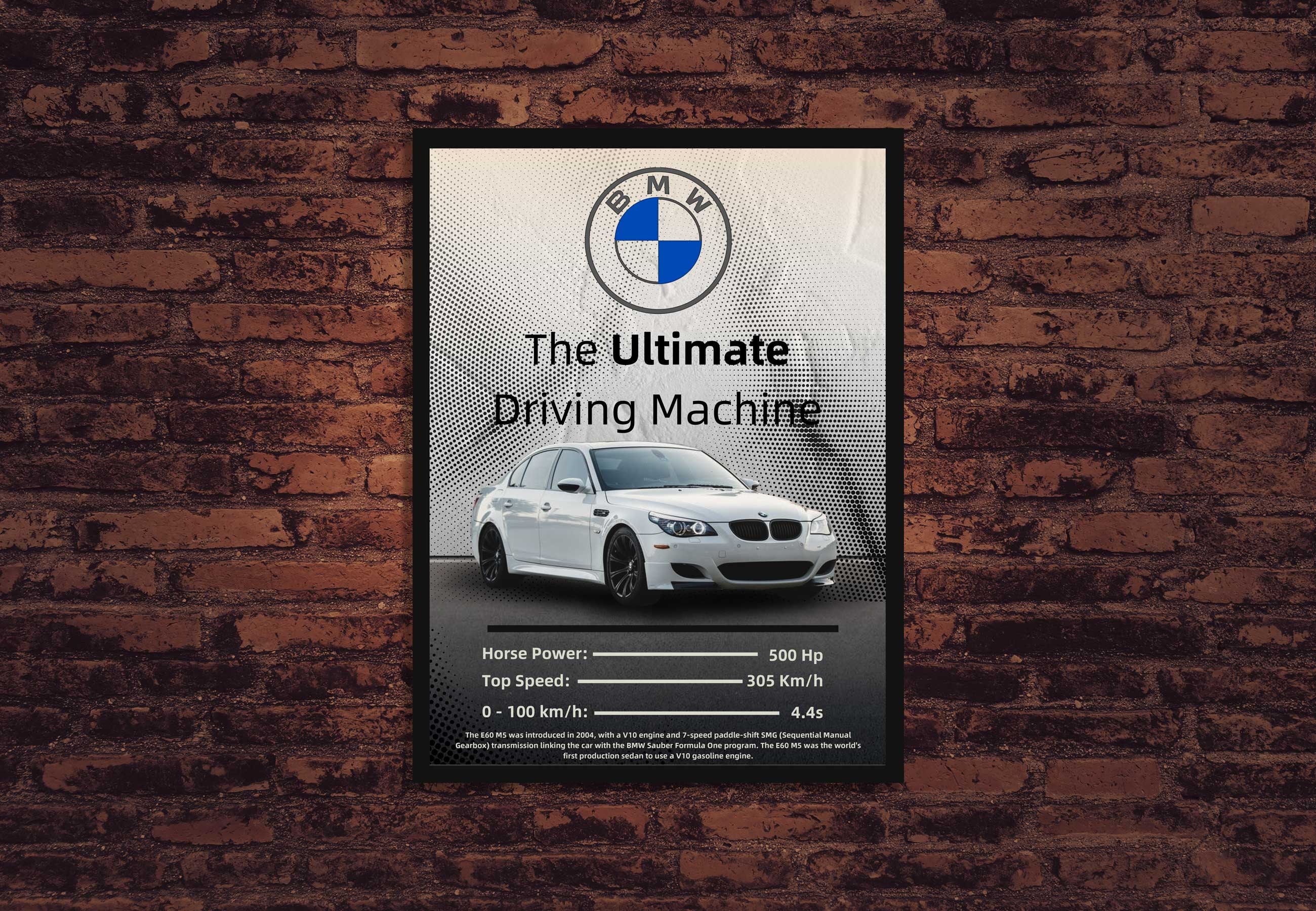 BMW M5 E60 Poster, Car Poster, BMW Poster, the Ultimate Driving Machine ...