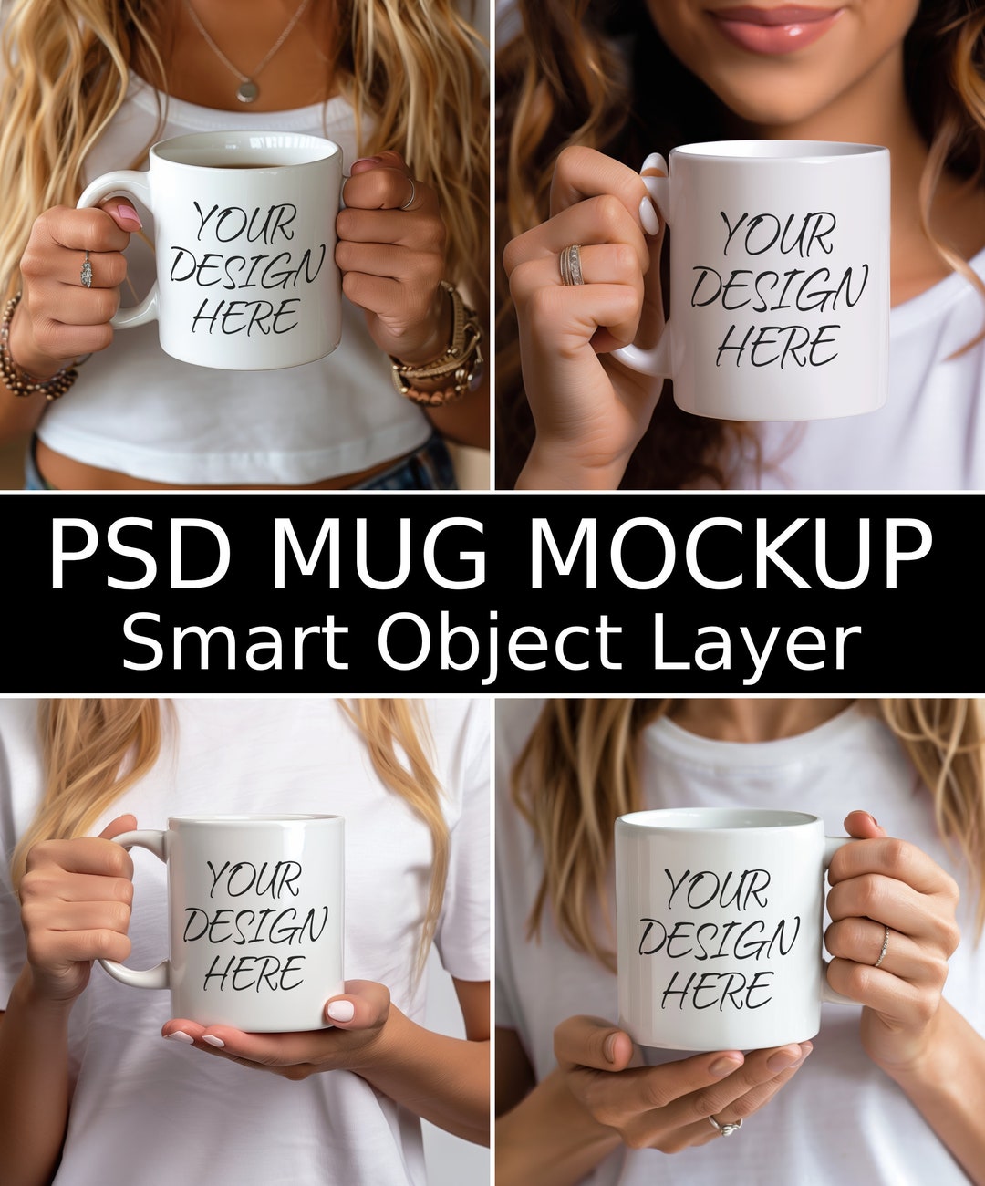Mug Mockup Bundle, 4 Blank 11 Oz Coffee Mug Mockups, Psd Mug Mockup ...