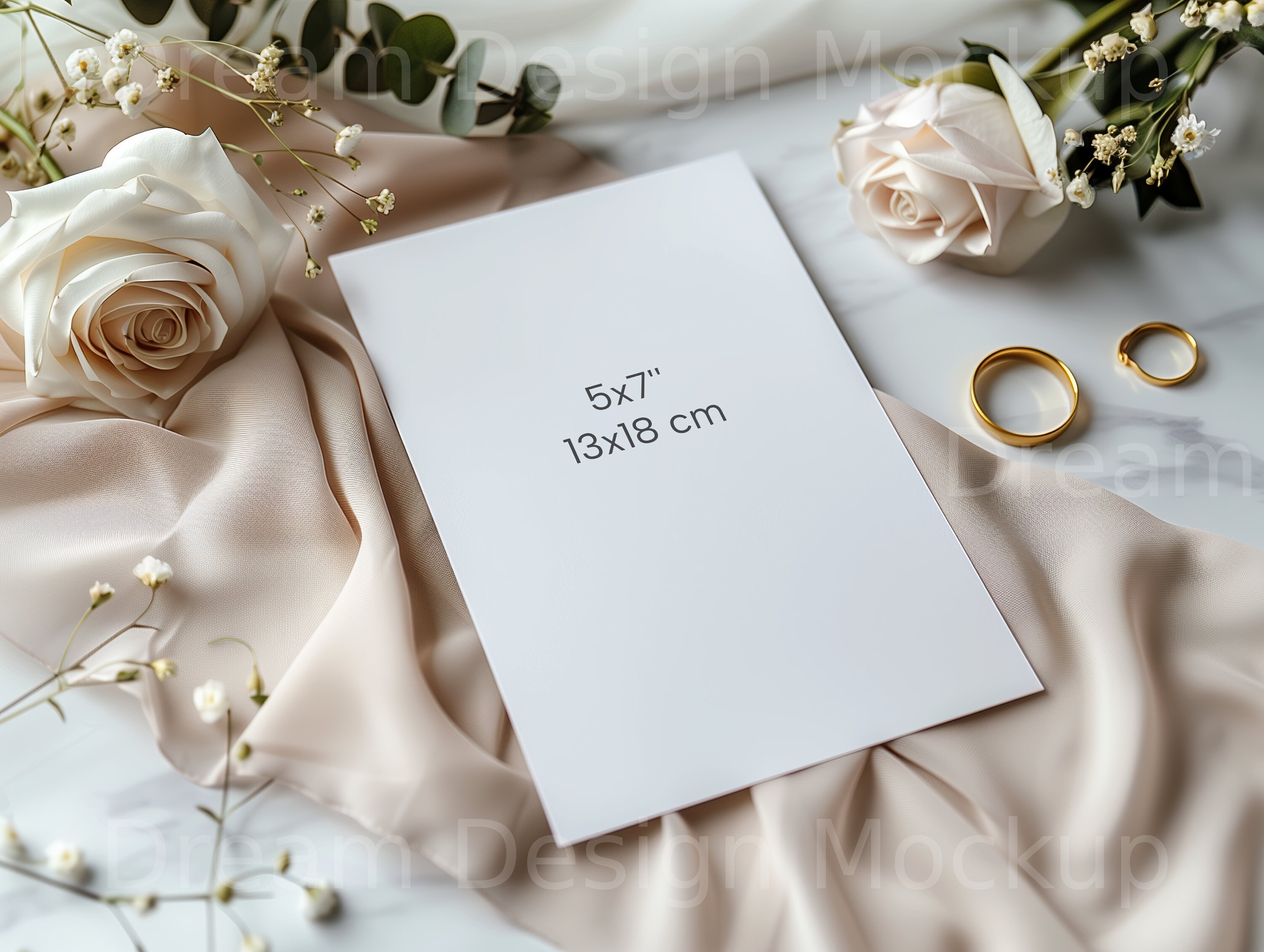 5x7 Wedding Invitation Card Mockup Bundle, 4 White 5x7 Invite Cards Psd ...