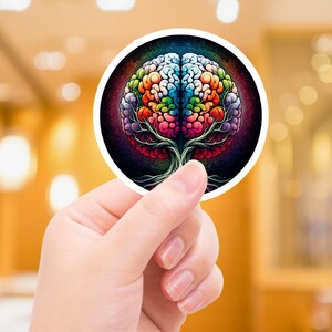 Psychedelic Brain Tree Sticker - Cosmic Mind Vinyl Decal - Neuro Art ...