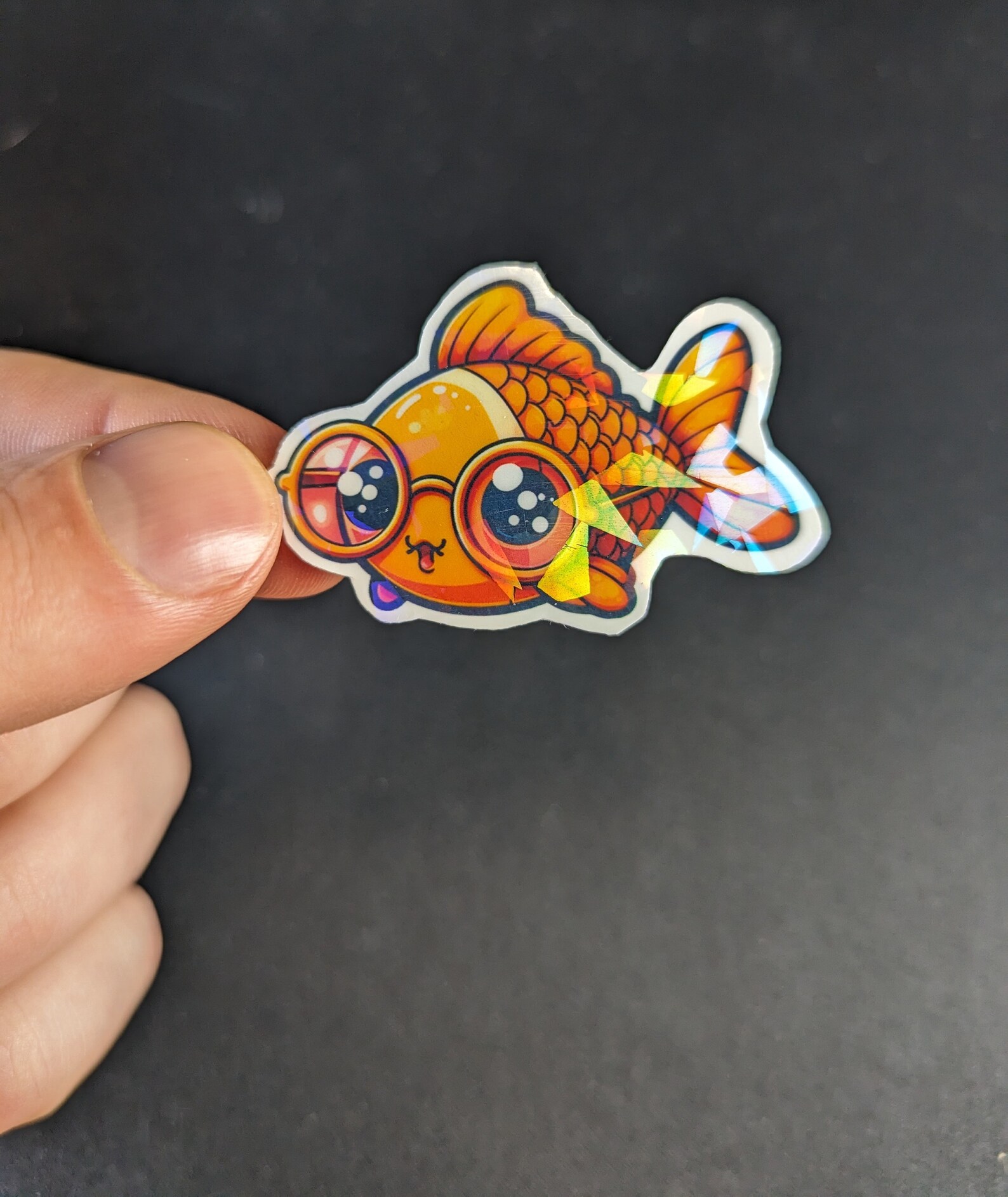 Cartoon Goldfish Sticker – Nerdy Fish With Glasses, Aquarium Decor - Etsy