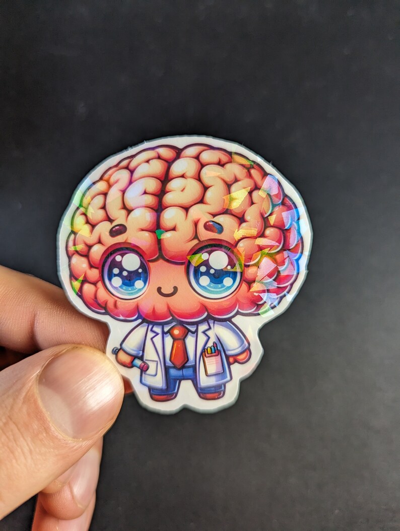 Adorable Neuroscience Brain Character Sticker With Lab Coat - Cute ...