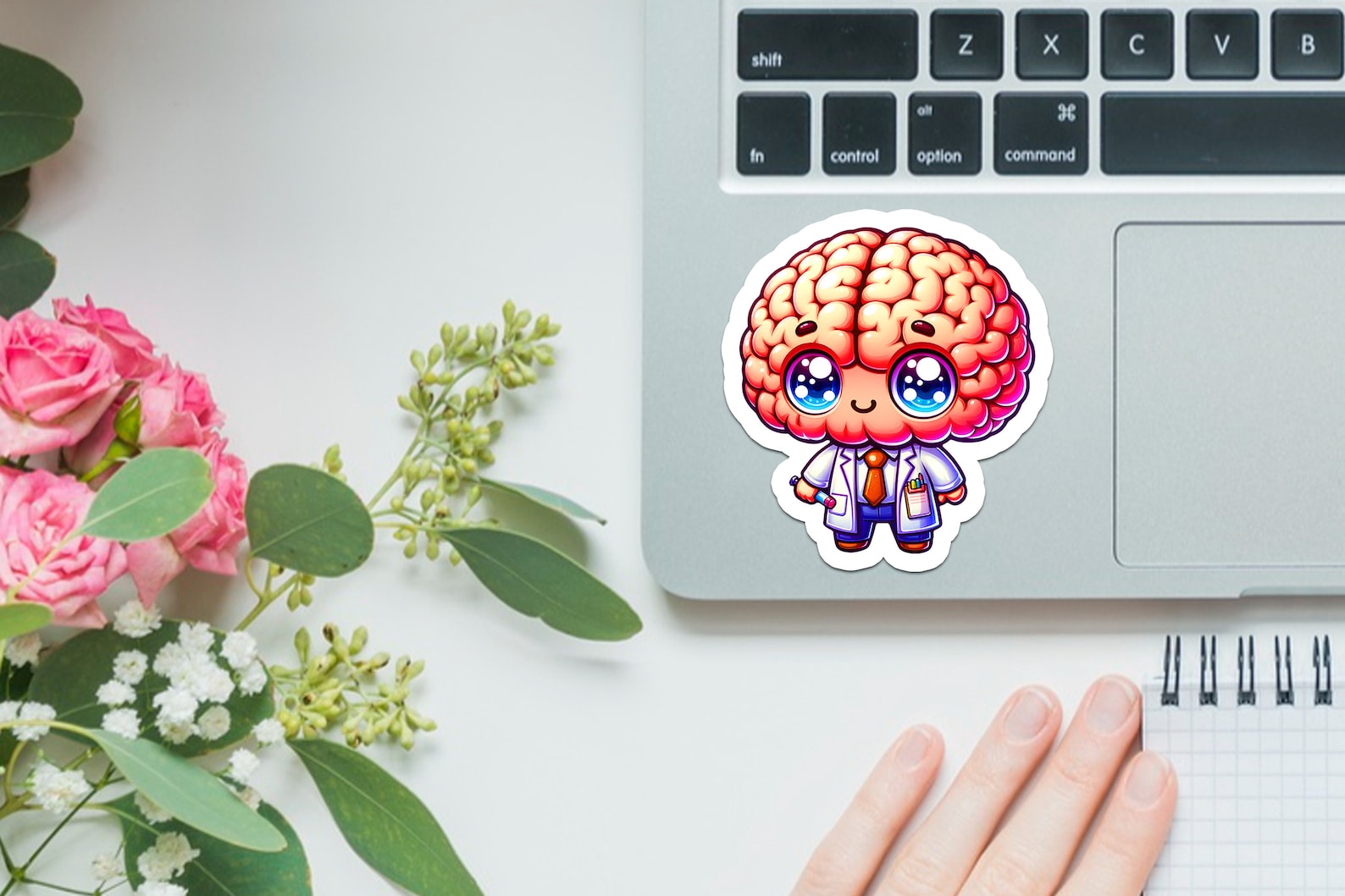 Adorable Neuroscience Brain Character Sticker With Lab Coat - Cute ...
