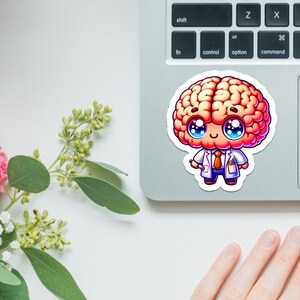 Adorable Neuroscience Brain Character Sticker With Lab Coat - Cute ...