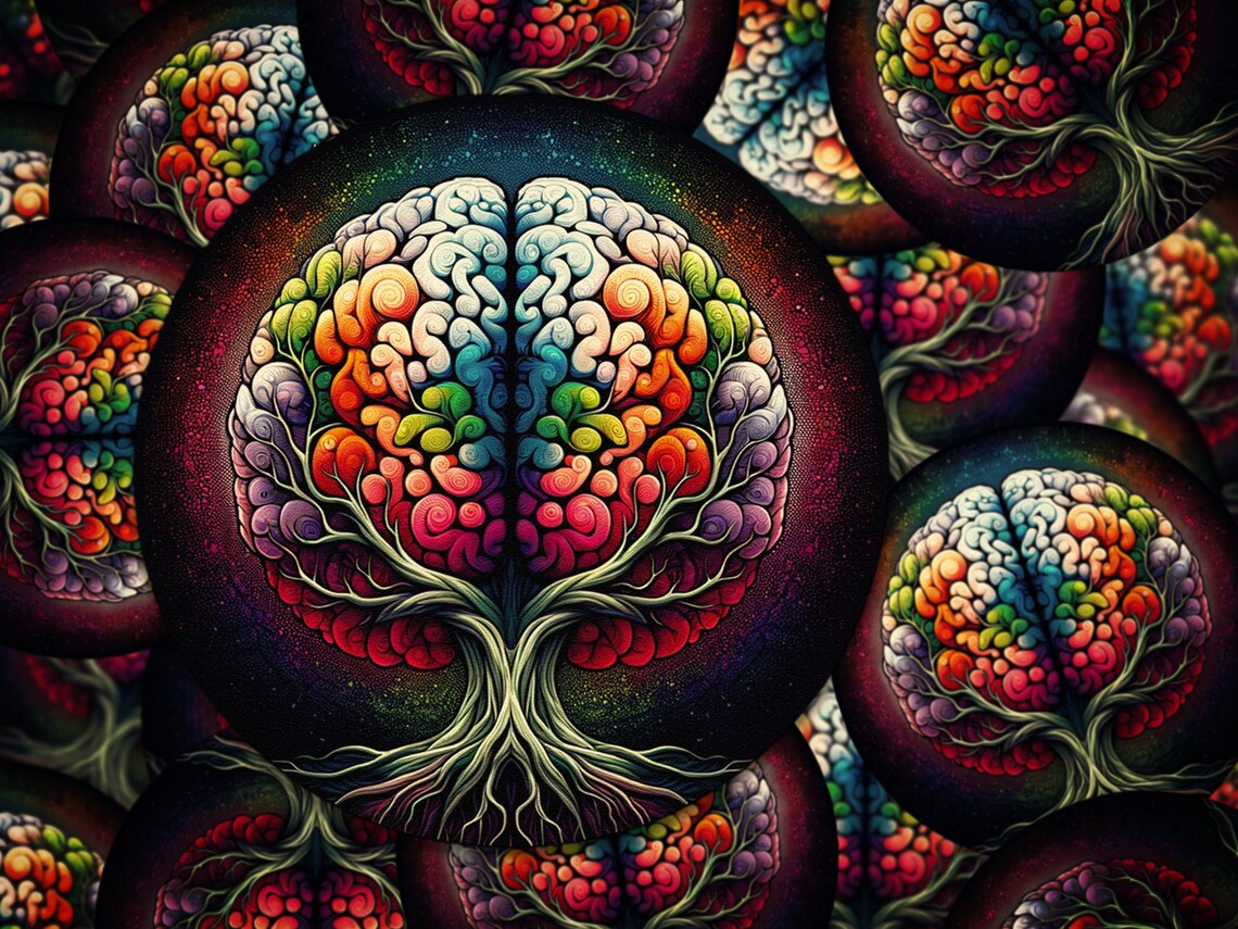 Psychedelic Brain Tree Sticker Cosmic Mind Vinyl Decal Neuro Art ...
