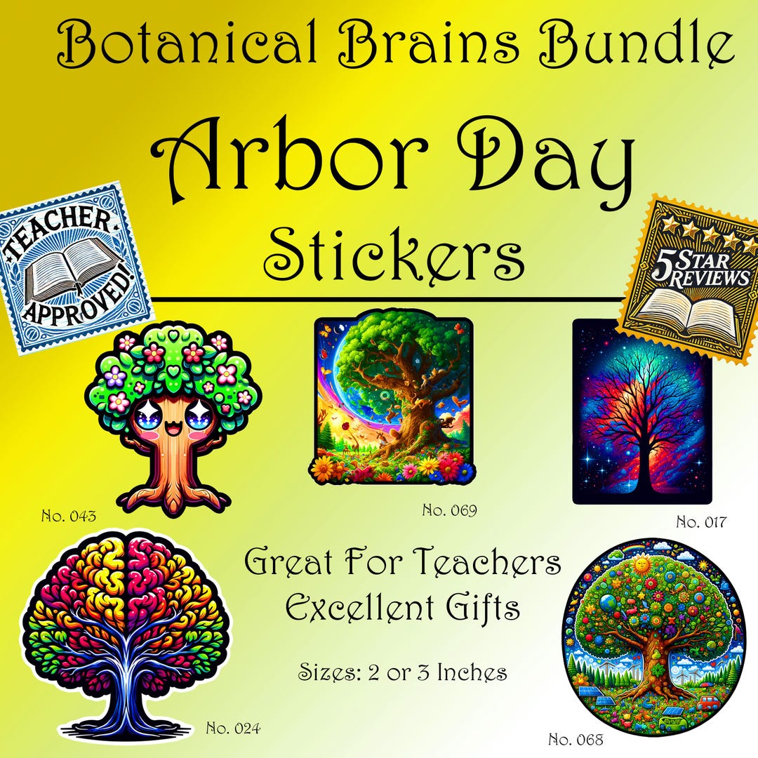 5 Arbor Day Stickers | Nature-inspired Vinyl Decals | Celebrate Trees ...