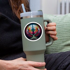 Psychedelic Brain Tree Sticker - Cosmic Mind Vinyl Decal - Neuro Art ...