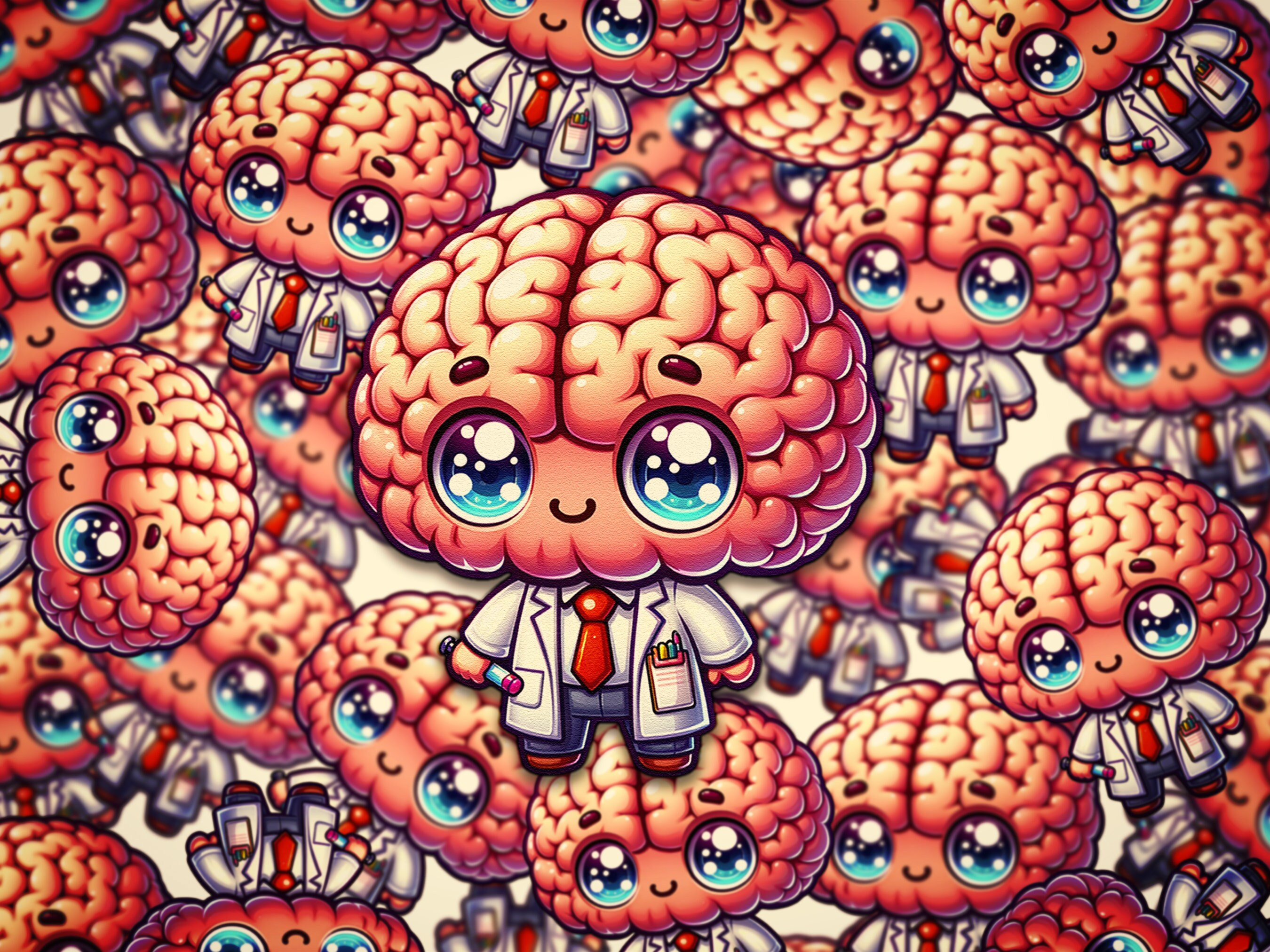 Adorable Neuroscience Brain Character Sticker With Lab Coat - Cute ...