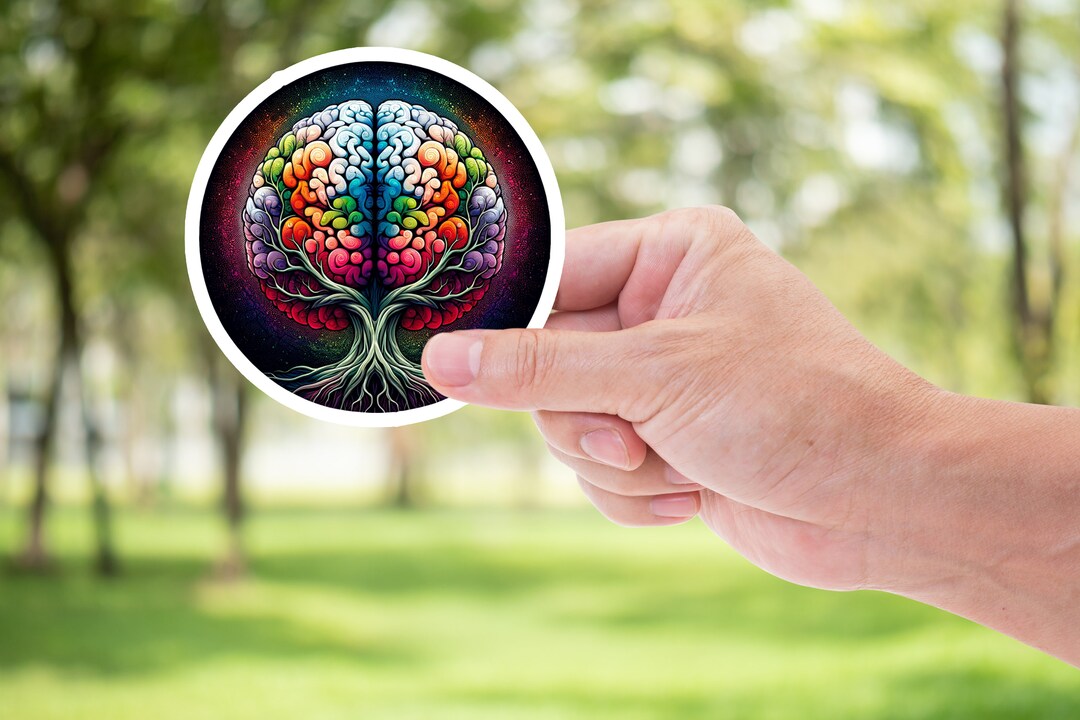Psychedelic Brain Tree Sticker - Cosmic Mind Vinyl Decal - Neuro Art ...