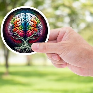 Psychedelic Brain Tree Sticker - Cosmic Mind Vinyl Decal - Neuro Art ...