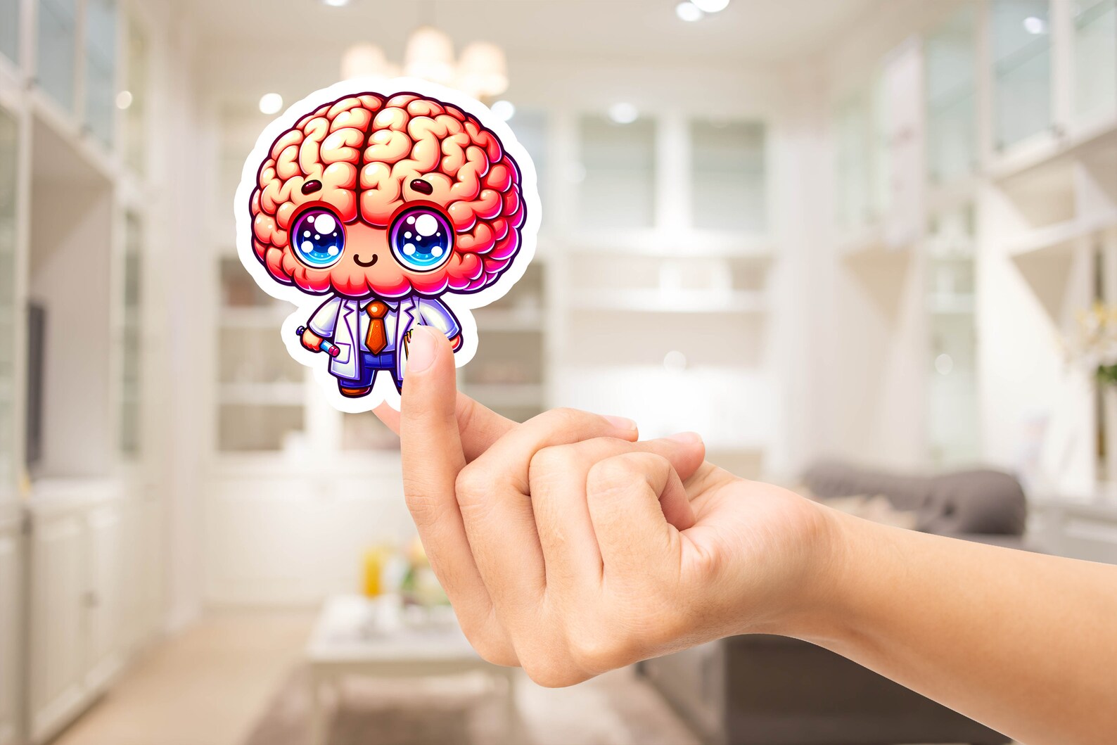 Neuroscience Brain Sticker – Lab Coat Character Decal, Waterproof Vinyl ...