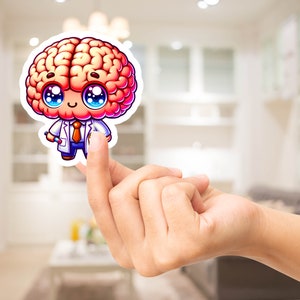 Adorable Neuroscience Brain Character Sticker With Lab Coat - Cute ...