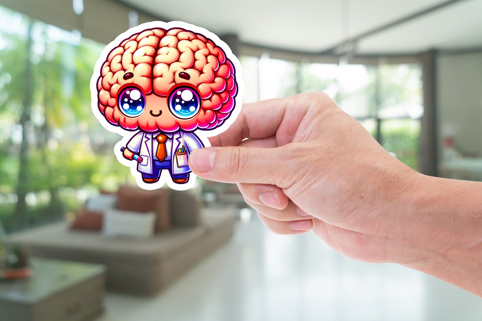 Adorable Neuroscience Brain Character Sticker With Lab Coat - Cute ...
