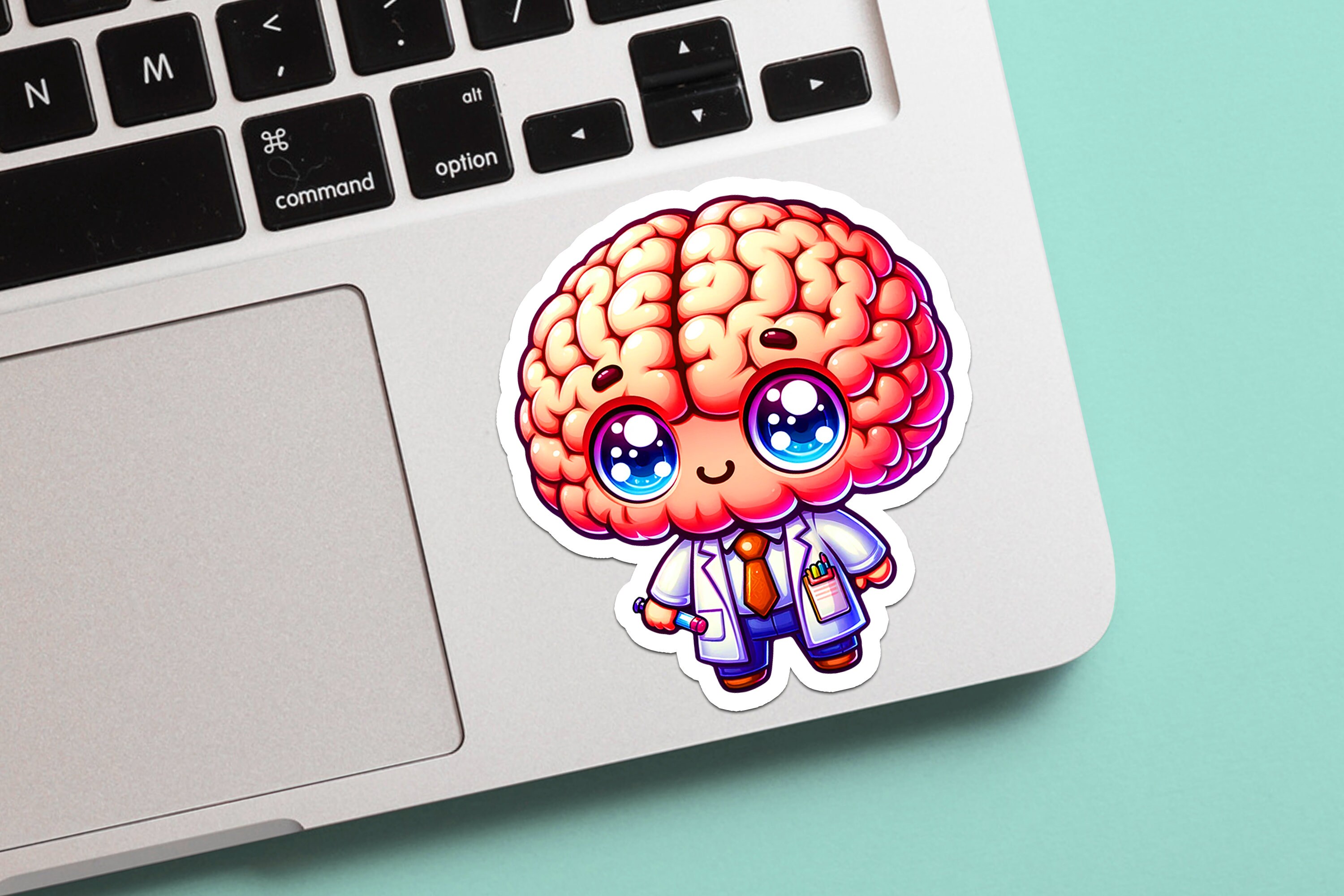 Adorable Neuroscience Brain Character Sticker With Lab Coat - Cute ...