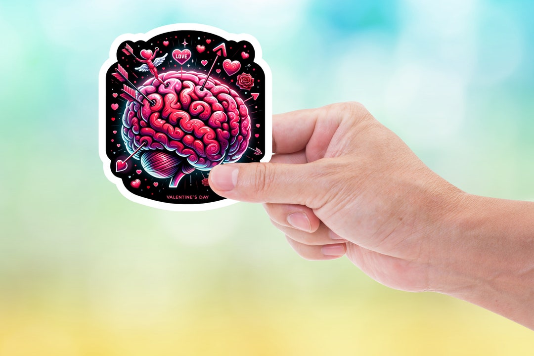 Valentine's Day Brain Sticker - Romantic Neuro Art - Love Themed Brain ...