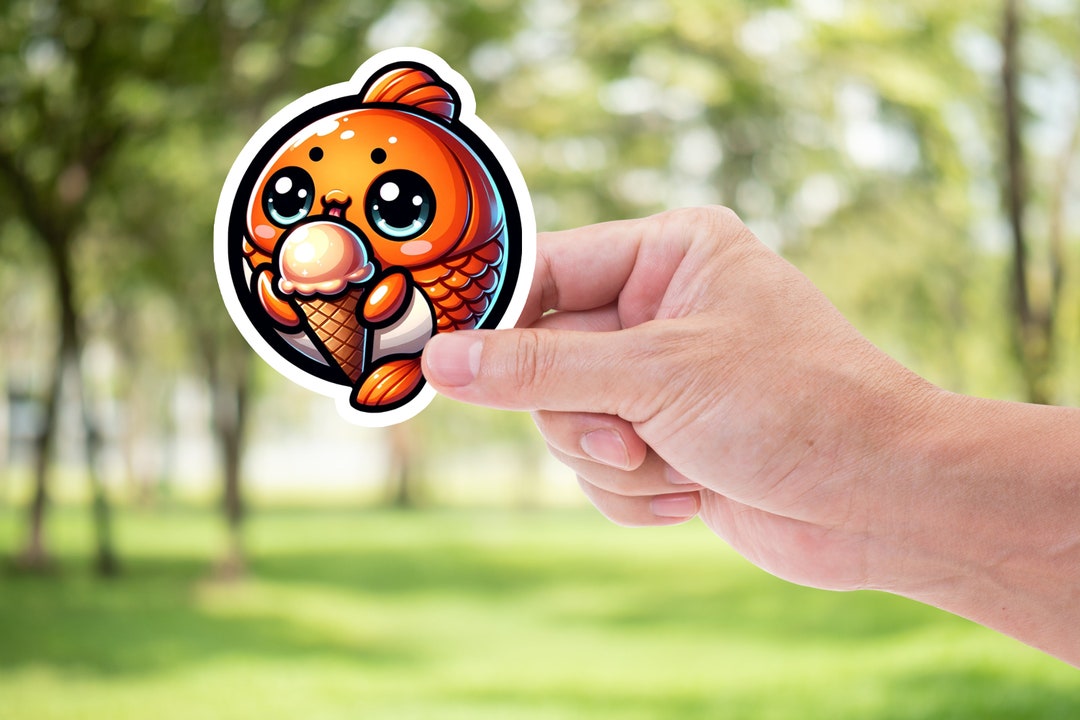 Koi Fish Ice Cream Cone Sticker – Kawaii Aquatic Vinyl Decal - Etsy