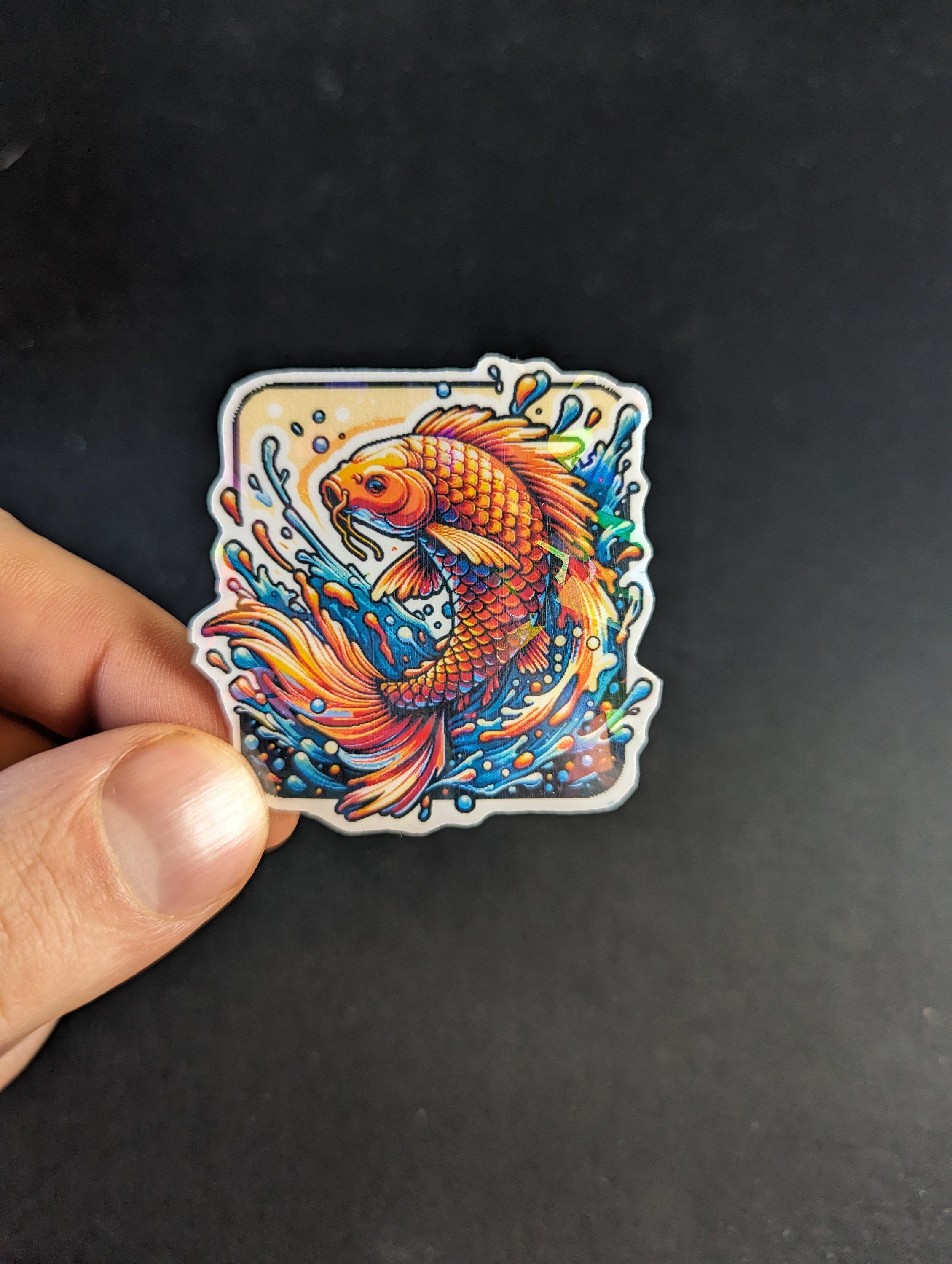 32-bit Koi Fish Sticker Retro Pixel Art Aquarium Decal Colorful Fish ...