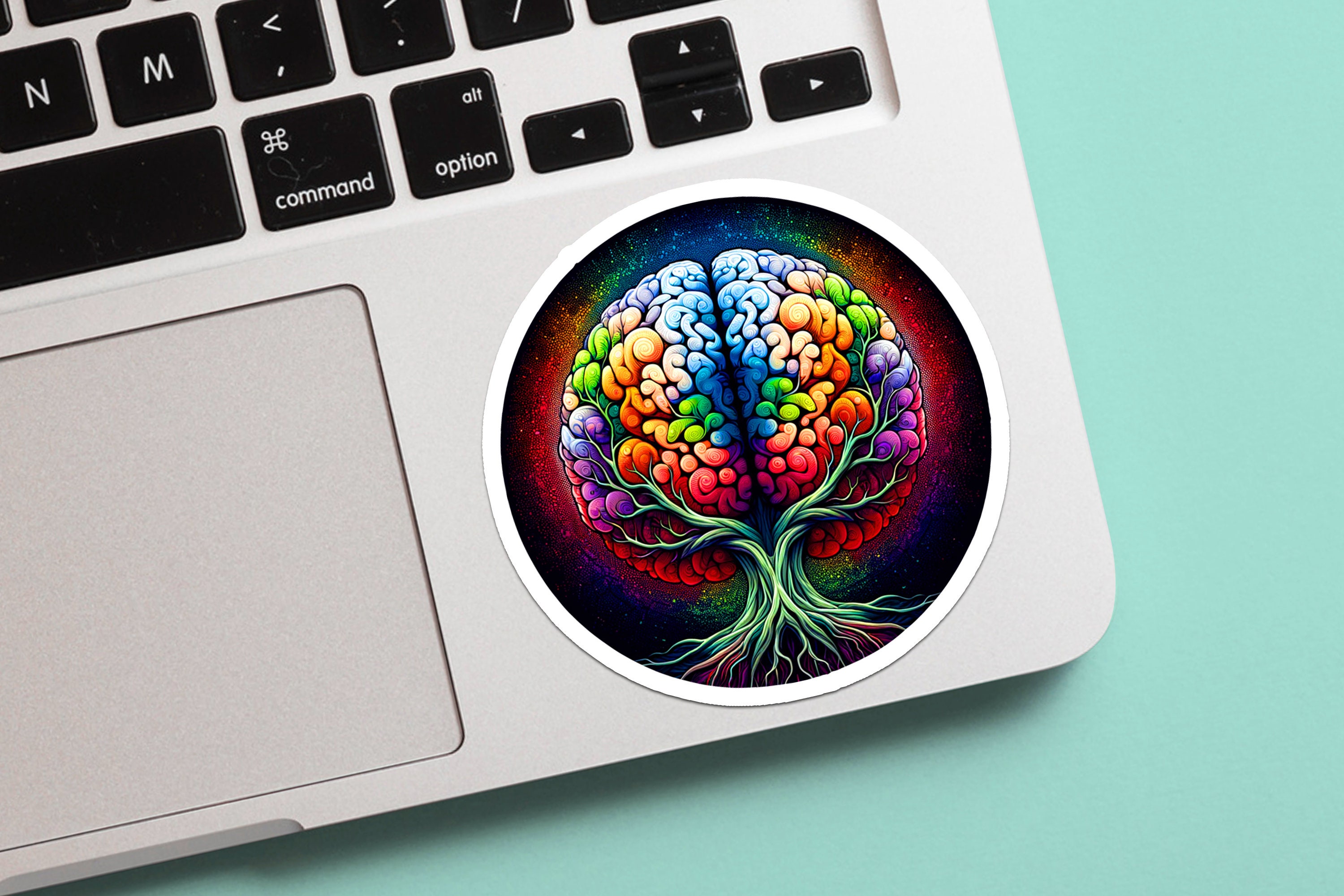 Psychedelic Brain Tree Sticker Cosmic Mind Vinyl Decal Neuro Art ...