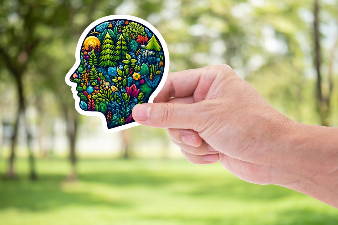 Botanical Mind Sticker, Lush Forest Brain Decal, Eco-themed Vinyl ...