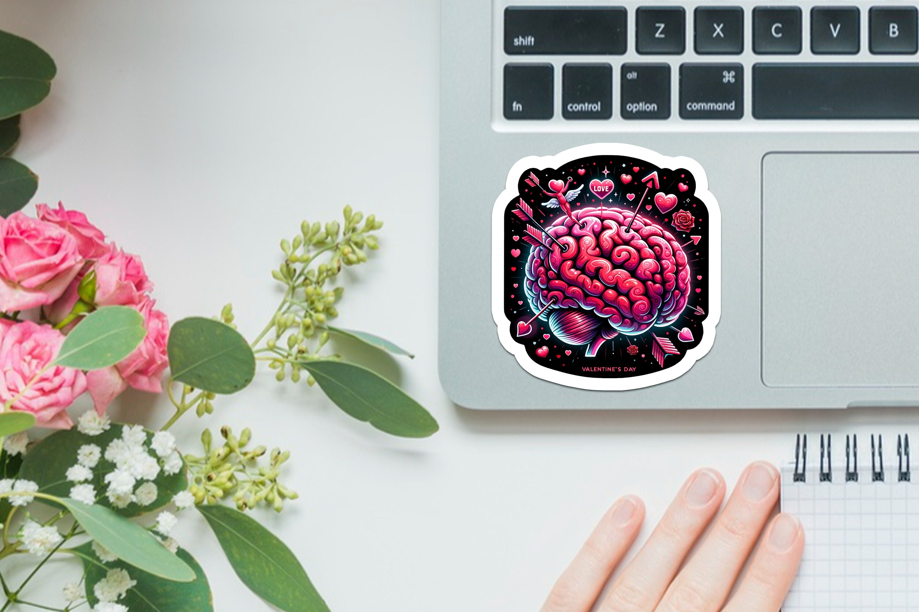 Valentine's Day Brain Sticker Romantic Neuro Art Love Themed Brain ...