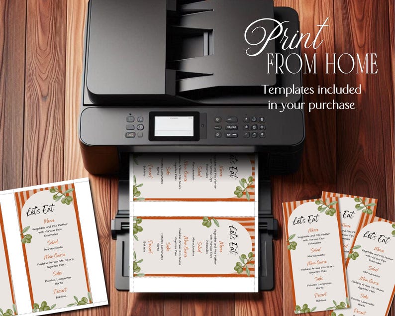 Mediterranean Menu Editable Canva Template With Burnt Orange Hand Drawn ...