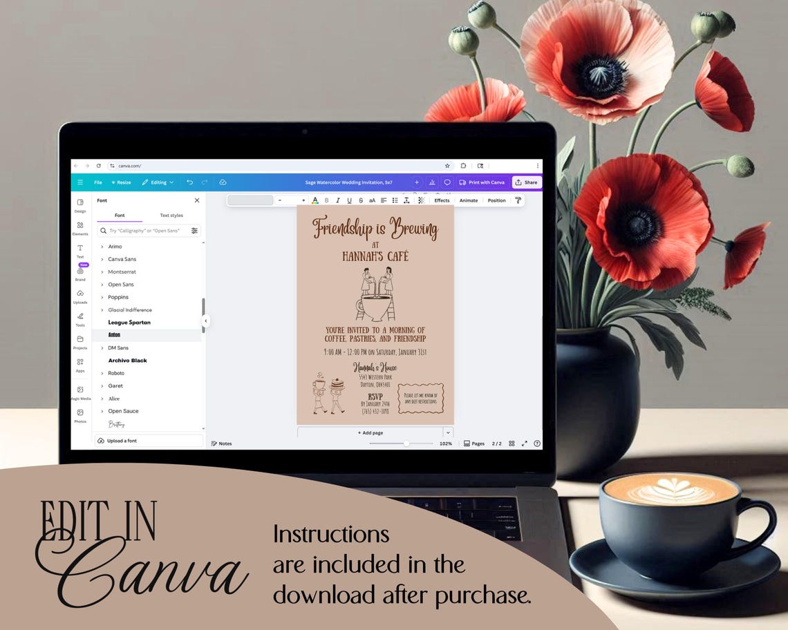 Home Cafe Party Invitation for Coffee Party Idea for Coffee and ...