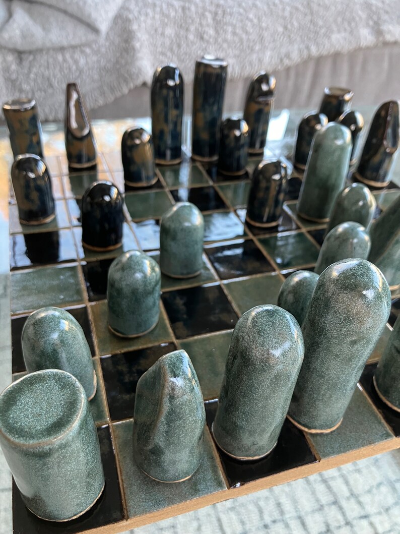 Handmade Glazed Ceramic Chess Set - Etsy