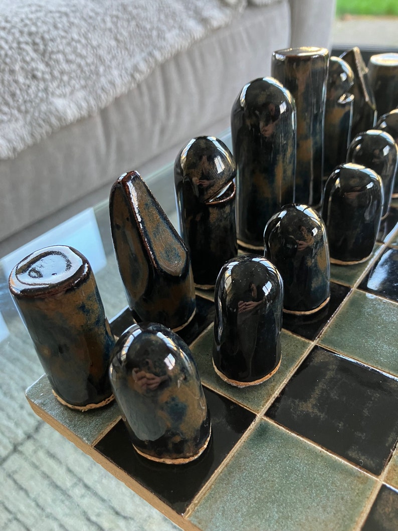 Handmade Glazed Ceramic Chess Set - Etsy