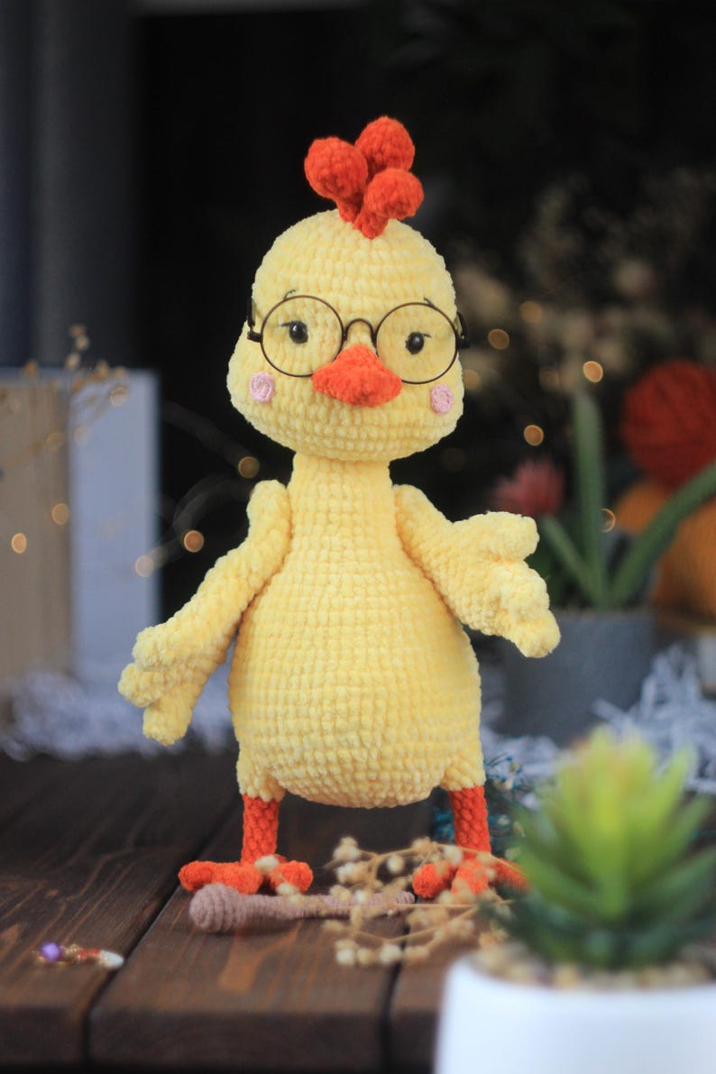 Chicken Crochet Pattern Plush Chicken Amigurumi and a Worm PDF in Eng ...