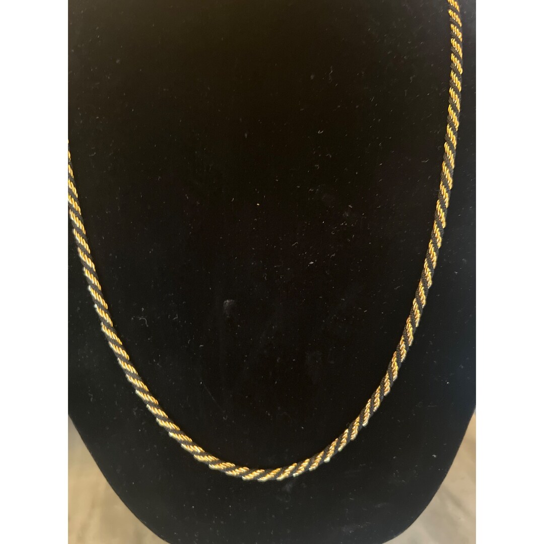 Trifari Gold Plated Black Rope Chain Necklace Unique Work Approved ...