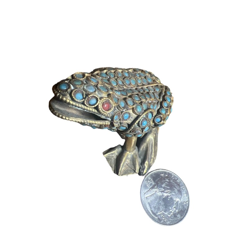 Tibetan Frog Brass Turquoise Vintage Beads Coral Eyes Asia - Etsy