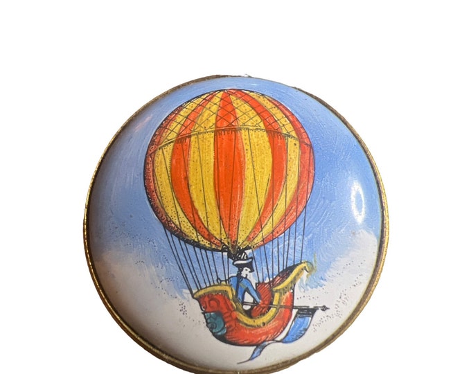 Antique Bilston Battersea Enamel Trinket Box Hot Air Balloon Rare - Etsy