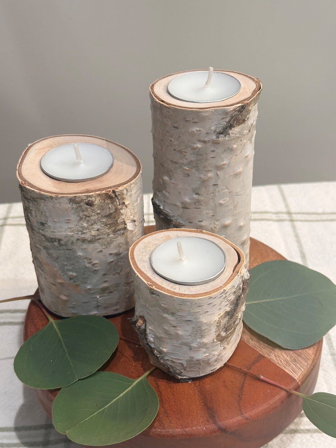 Rustic Birch Candle Holder for Tea Light Size Candles - Etsy