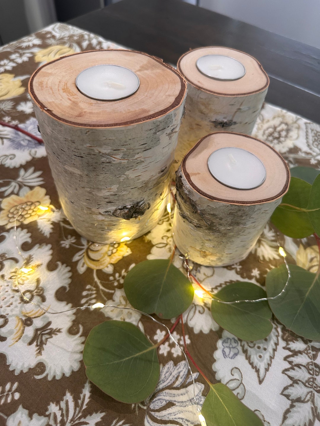 Rustic Birch Candle Holder for Tea Light Size Candles — Set of 3 - Etsy
