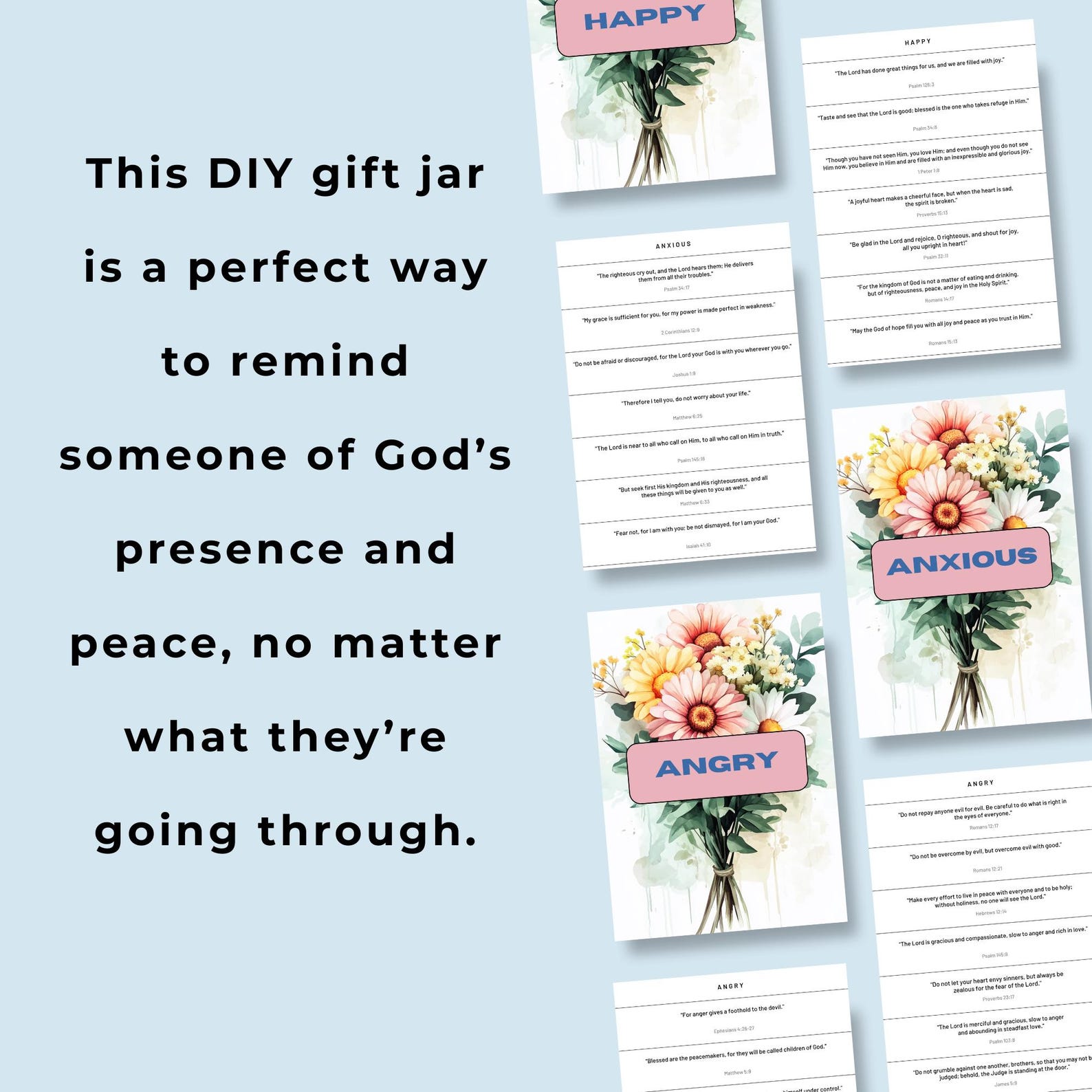 Printable Bible Verse Jar for Feelings and Emotions, DIY Scripture Jar ...