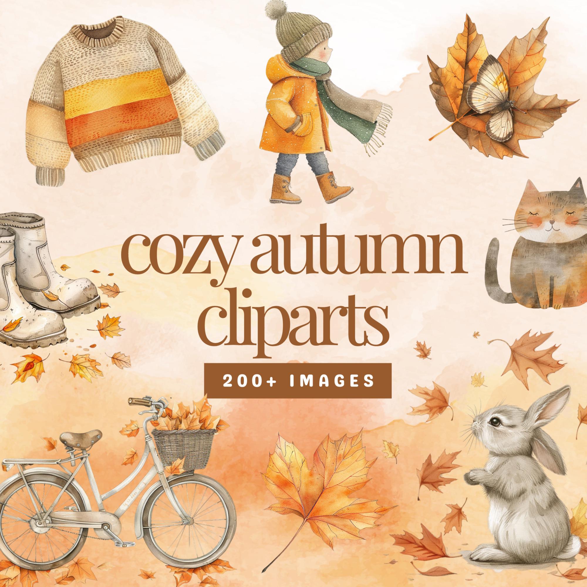 200+ Cozy Autumn Clipart, Fall PNG Illustrations, Watercolor Fall ...