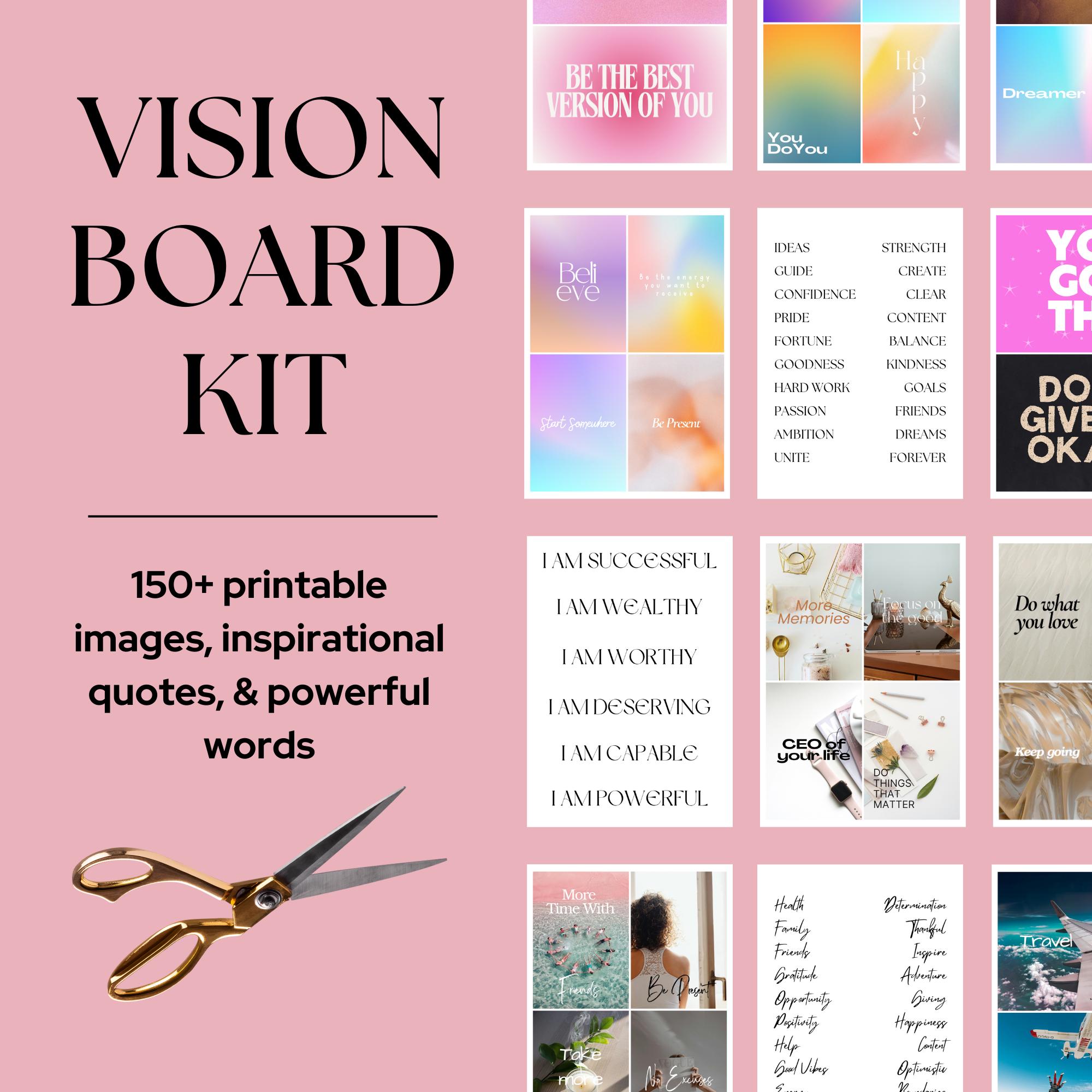 Vision Board Collage Kit, Printable Images, Motivational Words ...