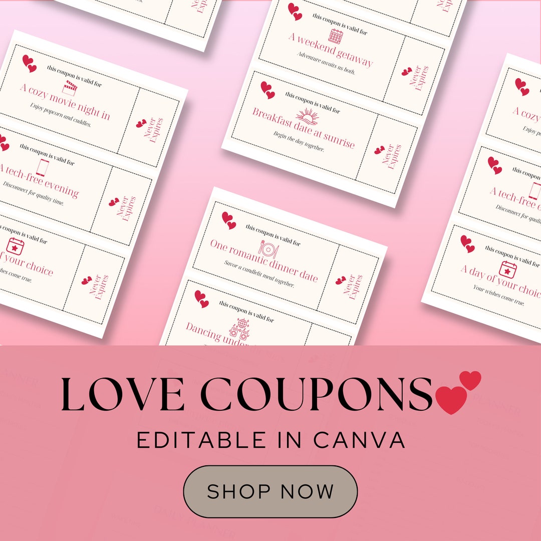 Customizable Love Coupons | Printable Valentines Day Coupons ...
