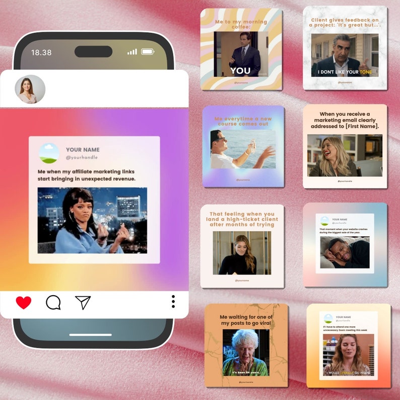 26 Instagram Meme Templates for Canva | Animated GIF Social Media Posts ...