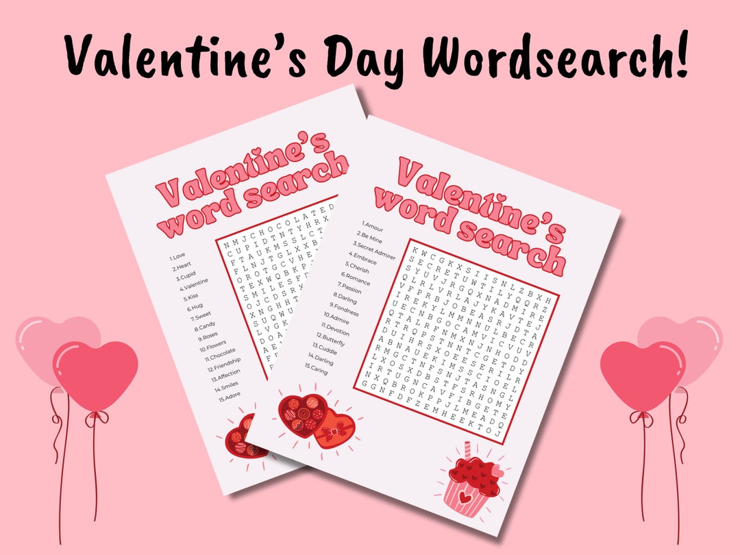 10 Valentine's Day Word Searches Valentines Activities for Kids ...