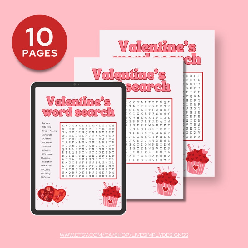 10 Valentine's Day Word Searches | Valentines Activities for Kids ...