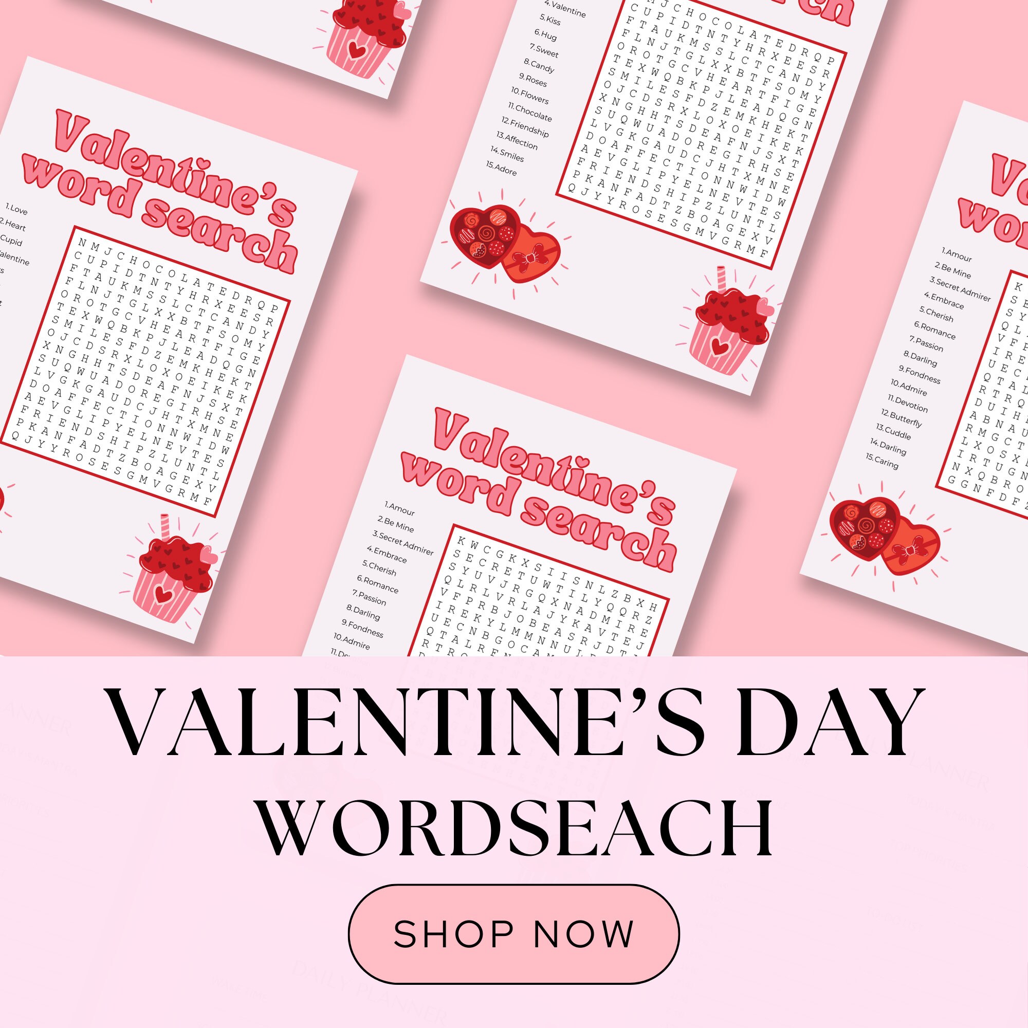 10 Valentine's Day Word Searches Valentines Activities for Kids ...