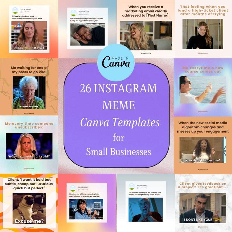 26 Instagram Meme Templates for Canva | Animated GIF Social Media Posts ...