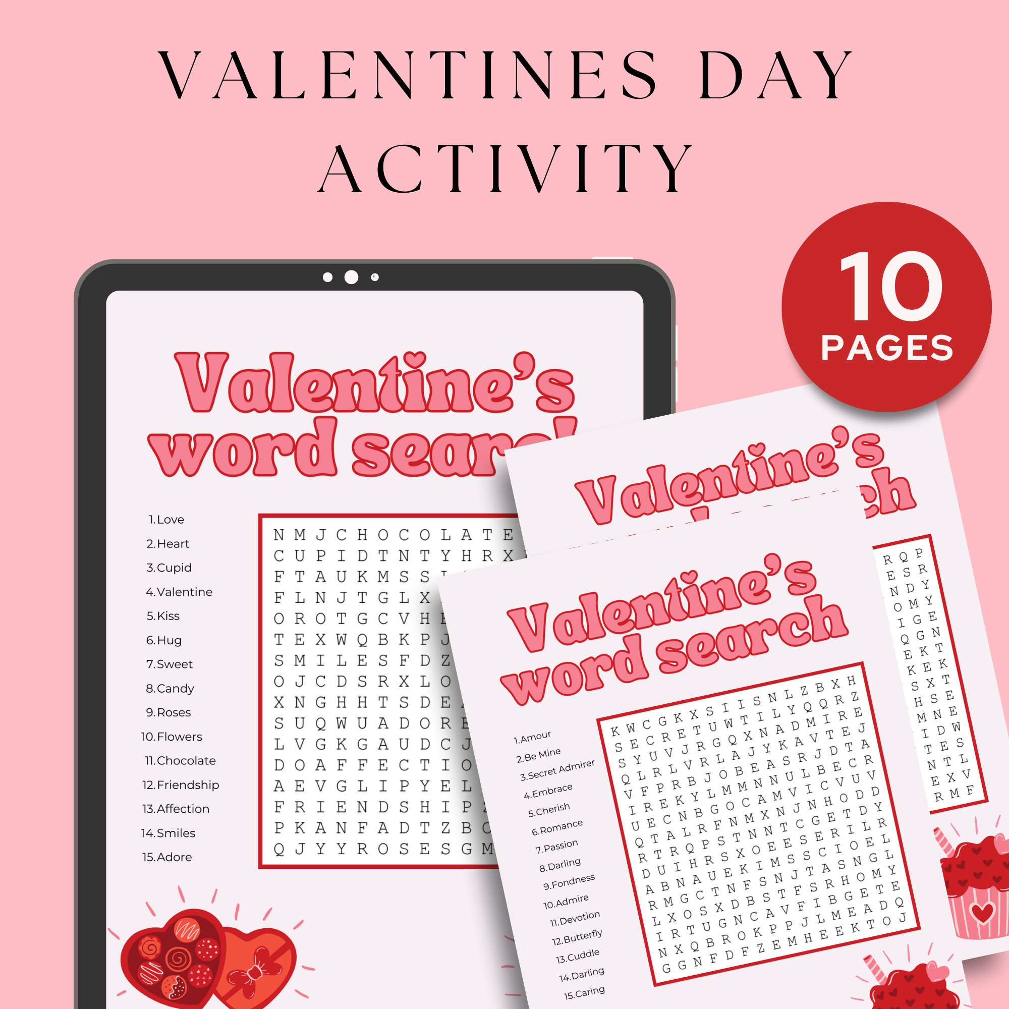 10 Valentine's Day Word Searches | Valentines Activities for Kids ...