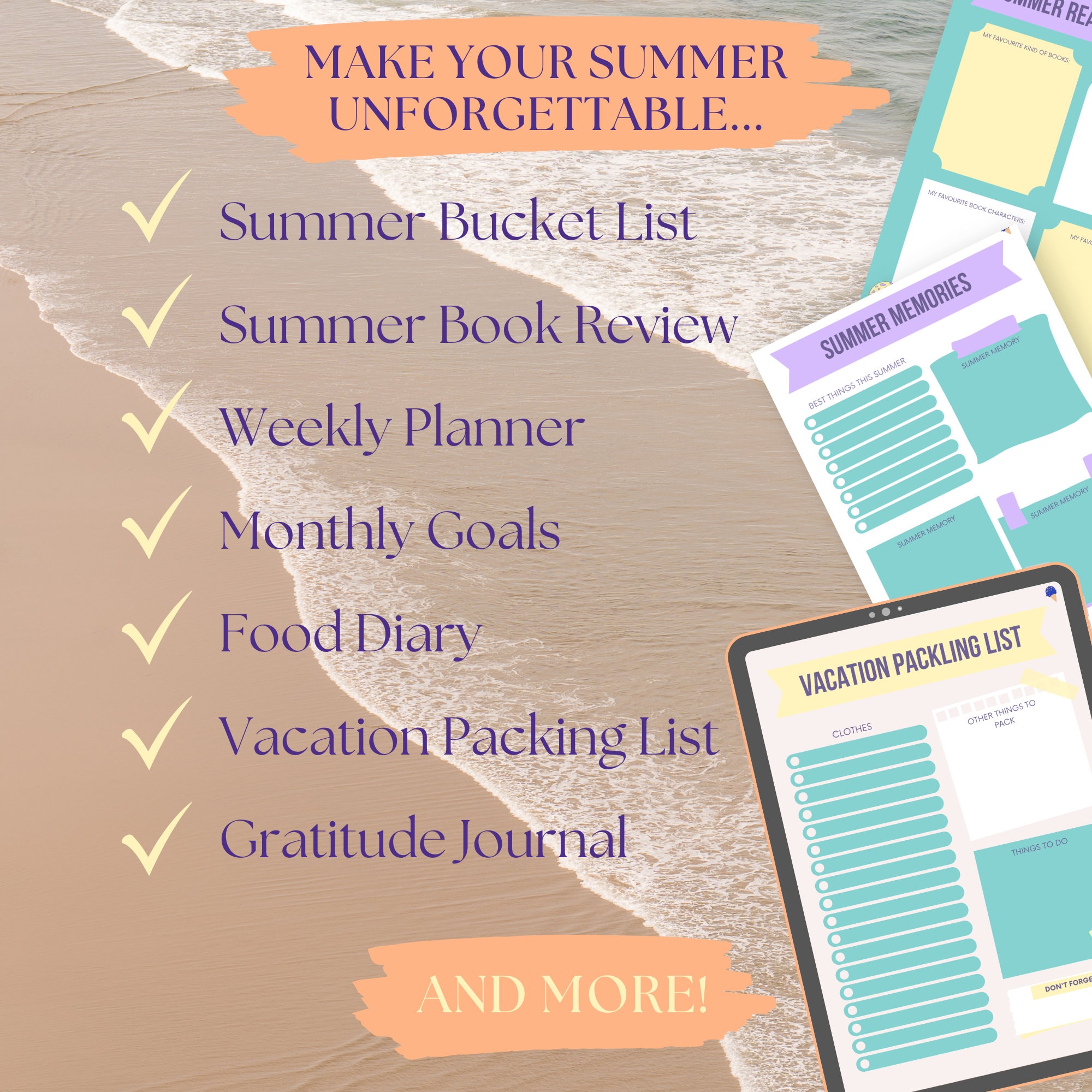 Editable Summer Planner, Kids Summer Schedule & Bucket List, Teens ...